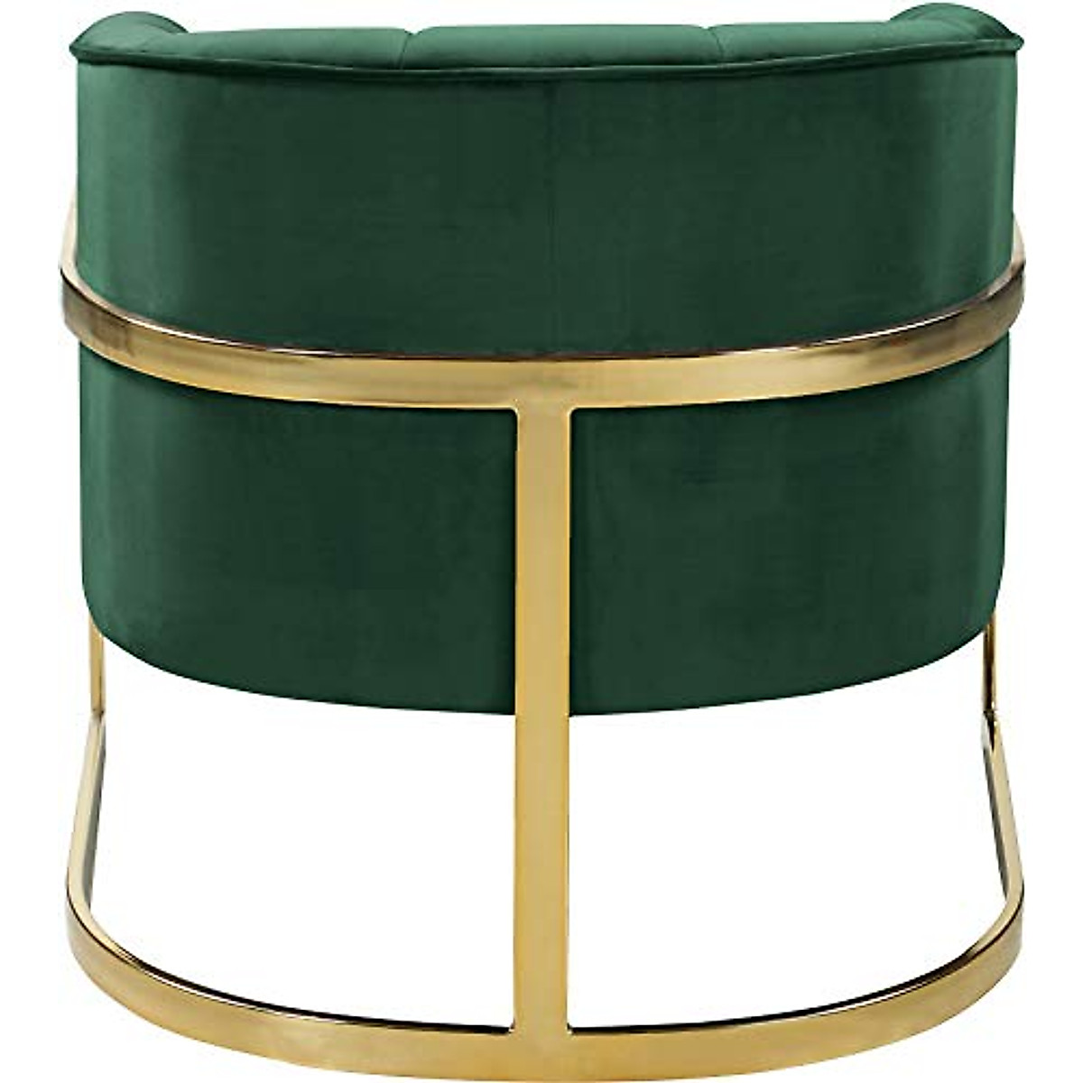 Meridian Furniture Carter Collection Modern | Contemporary Upholstered Velvet Barrel Accent Chair with Gold Stainless Base, Green, 29" W x 27.5" D x 31" H