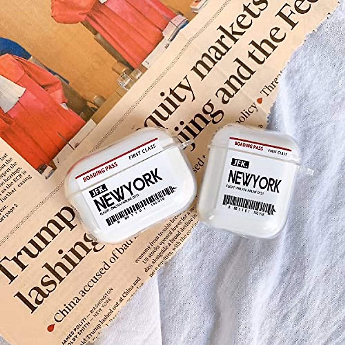 ONLYOU Compatible with Airpods 3rd Case Ticket Design Clear Stylish Cute Korean with Canabina TPU Airpods Case Transparent Cover 3rd (AirPods 3rd Generation) Newyork