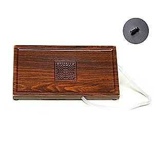 SILINE Wooden Tea Serving Tray,Chinese Kung Fu Tea Tray with Drain Hole and Pipe