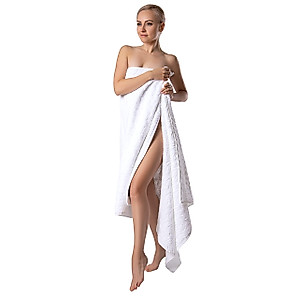 BAGNO MILANO Turkish Bath Towels, Soft Plush Jacquard Luxury Bath Towels, Quick Dry Towel Set (White, 6 pcs Towel Set)