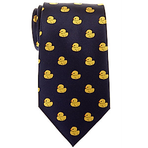 Retreez Classic Rubber Duck Woven Microfiber Men's Tie - Navy Blue