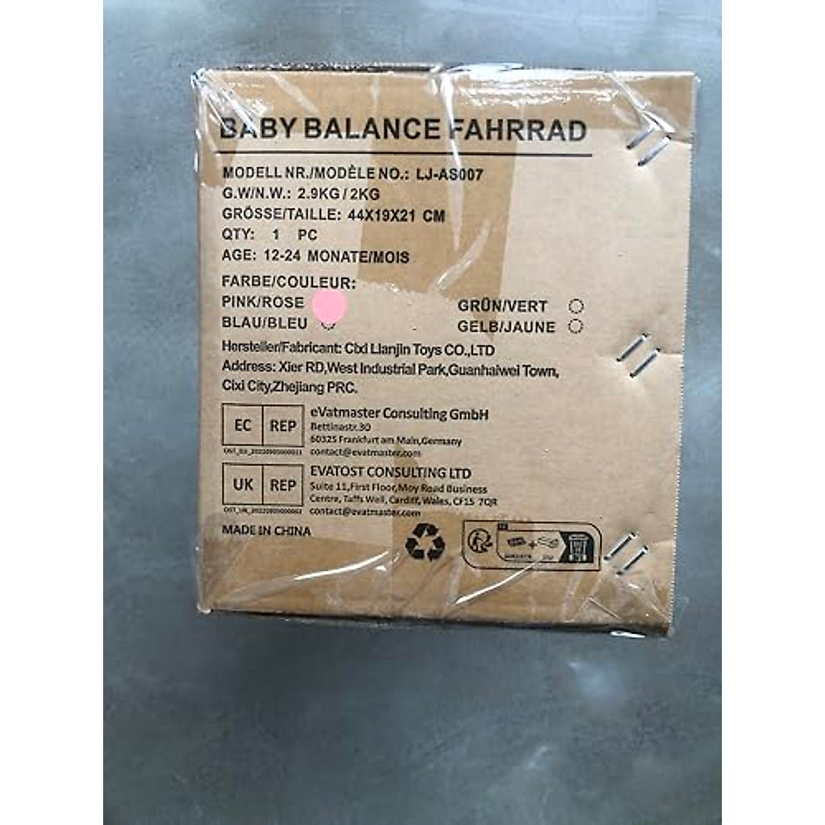 JOLLITO Baby Balance Bike, Adjustable Toddler Bicycle 12-24 Months, Best Birthday Gifts Toys for 1 Year Old Boys Girls, 3 Wheel, Pink