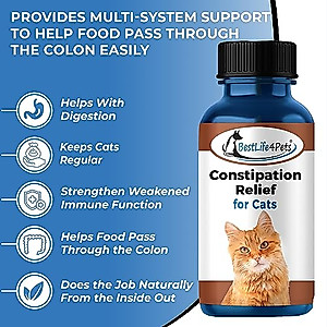 BestLife4Pets - Cats Constipation Relief and Stool Softeners - Natural Health Supplements to Help Digestion, Gas Relief and Constipation - Allergy Laxatives for Cats- Pills