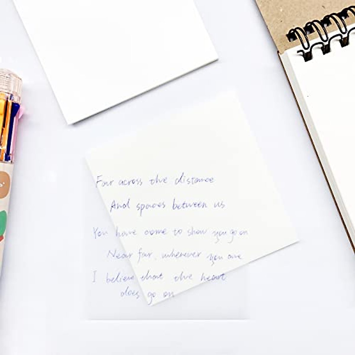 6Pack Transparent Sticky Notes, Clear Sticky Notes, 3’’ x 3’’ Translucent Sticky Notes, Waterproof See Through, 300 Sheets