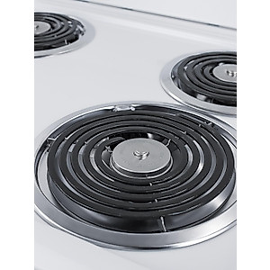 Summit 20" Electric Range, 220V 4 Burner Range, 2.3 cu.ft. oven, White- RE203W