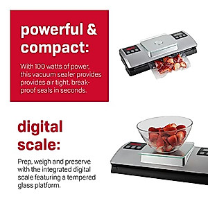 Nesco VSS-01 Automatic Food Vacuum Sealer with Digital Scale and Bag Starter Kit, Silver