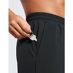 CRZ YOGA Men's 2 in 1 Running Shorts with Liner - 7'' Quick Dry Workout Sports Athletic Shorts with Pockets Black Medium