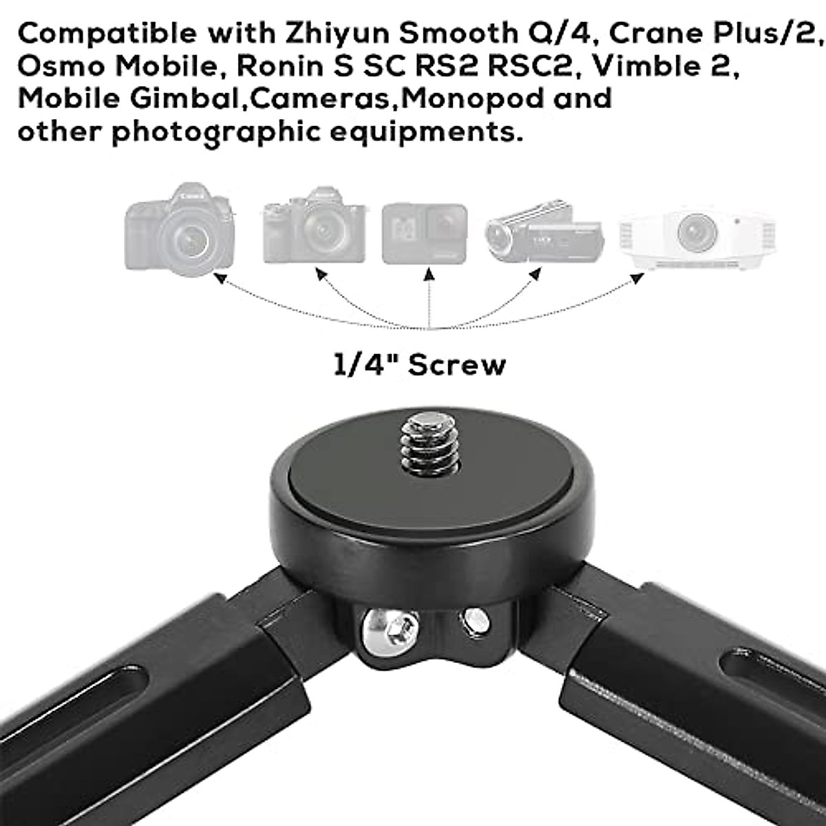 EaxanPic Aluminum Mini Tripod, Desktop Tabletop Stand Tripod for Zhiyun Smooth Q/4, Crane Plus/2,Weebill s, Ronin S/SC/RS2/RSC2, Osmo Mobile,Gimbal Handle Grip Stabilizer Tripod