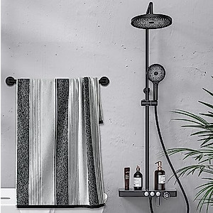 Honmein Towel Bar - Adjustable 304 Stainless Steel Towel Holder for Bathroom (11.8inch-22.6inch) Sturdy and Rustproof Wall Mounted Towel Rack for Bathroom Accessories, Black…