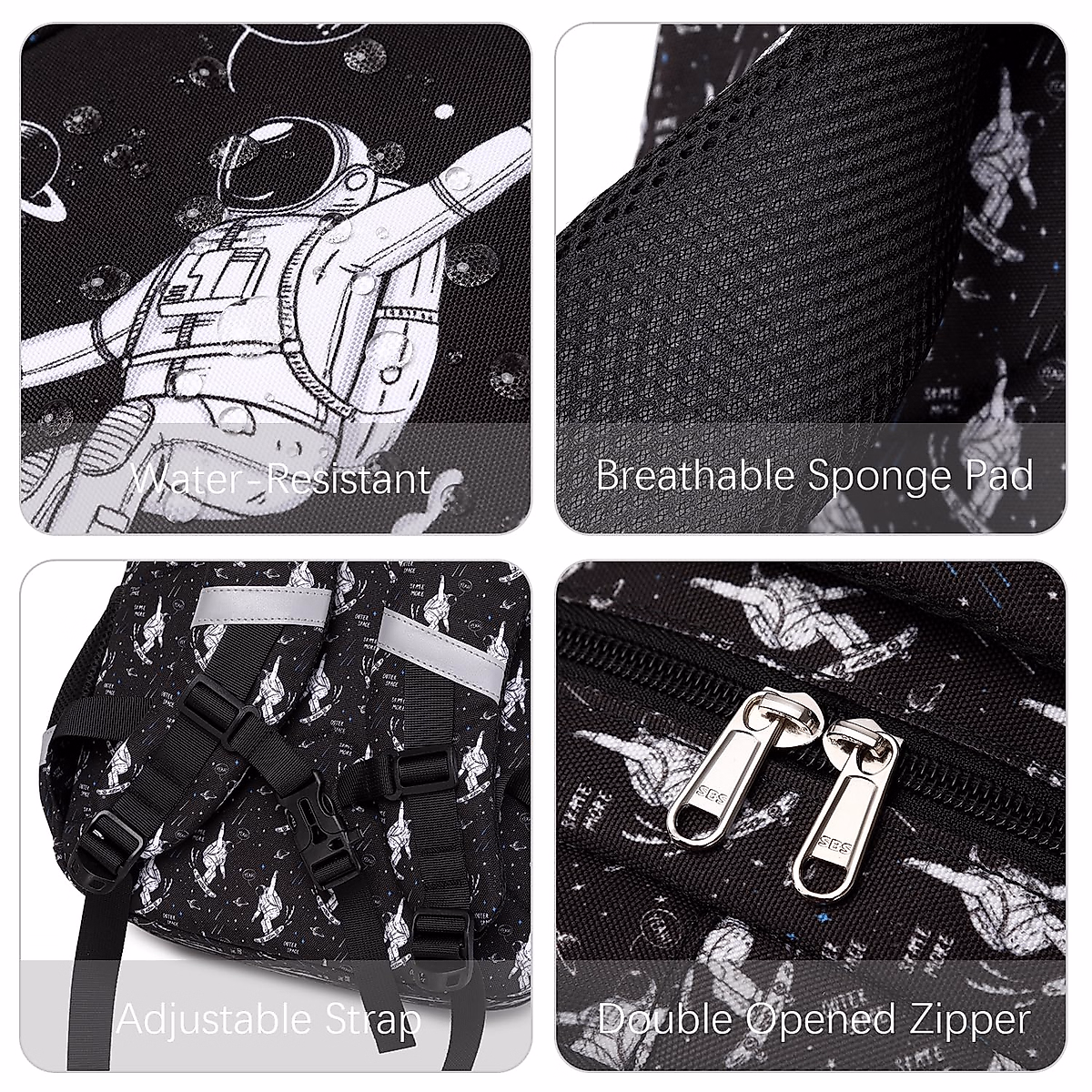 abshoo Cute Astronaut Kids Backpack For Boys School Elementary Kindergarten School Bookbag (Astronaut Black)