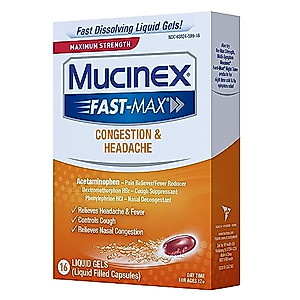 Mucinex Fast-Max Max Strength, Congestion & Headache Liquid Gels, 16ct