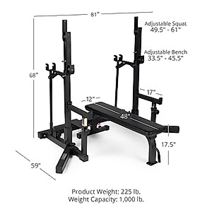 Titan Fitness Competition Bench and Squat Rack Combo, Rated 1,000 LB, Competition Standards, Fully Adjustable