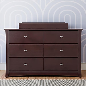 Storkcraft Crescent 6 Drawer Double Dresser (Espresso) – GREENGUARD Gold Certified, Dresser For Nursery, 6 Drawer Dresser, Kids Dresser, Nursery Dresser Drawer Organizer, Chest of Drawers