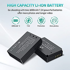 LP-E12 Battery Charger Pack, LP 2-Pack Battery & Dual Slot Charger, Compatible with Canon EOS M200, M100, M50, M50 Mark ii, M10, M2, M, Rebel SL1, 100D, PowerShot SX70 HS, Kiss M, Kiss X7 & More