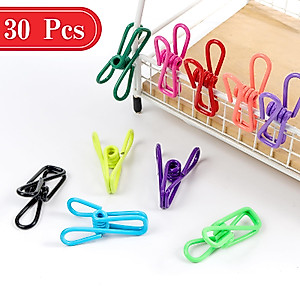30 Pcs Chip Clips, Multi-Colored PVC Coated High Elastic Strength Clips for Food Package, Clothes Pins and Bag Clip,2 Inch