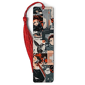 Bookmarks Ruler Metal Demon Bookography Slayer Measure Mugen Tassels Train Bookworm Collage for Christmas Ornament Gift Reading Book Bibliophile Bookmark Markers