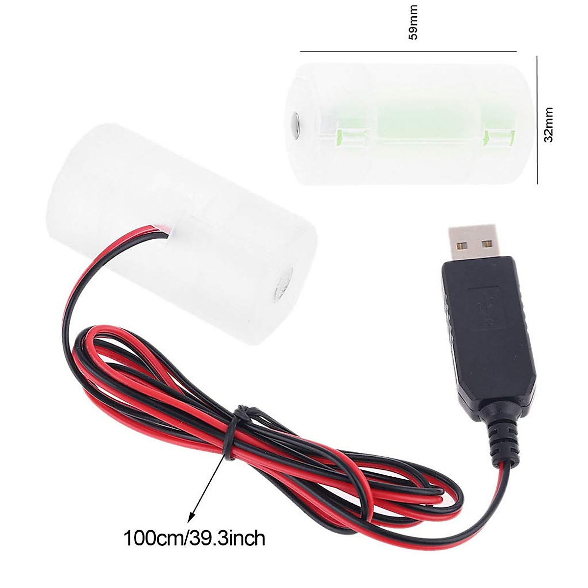 S-YUWEN 1.5V 3V 4.5V 6V LR20 D Cell Battery Eliminator with US Plug USB Power Adapter Replacement 1 to 4pcs 1.5V LR20 D Cell Battery for Electronic Devices US Plug Power Supply USB Adapter