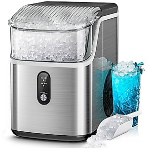 Kismile Nugget Ice Makers Countertop,Pebble Ice Maker Machine with Chewable Ice, 35lbs/Day,One-Click Operation,Self-Cleaning Countertop Ice Machine,Pellet Ice Maker Countertop for Home/Kitchen/Office