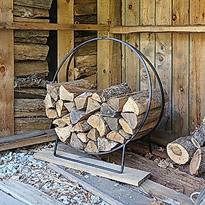 Minuteman International, 36-inch Hoop Log Fire Wood Holder, Black
