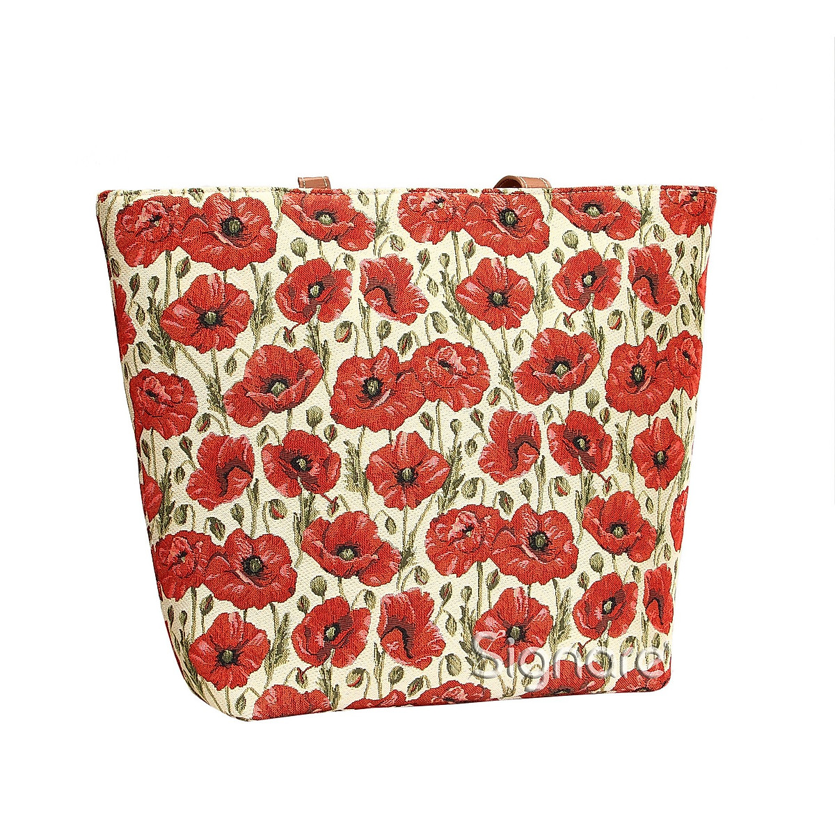Signare Tapestry Shoulder Bag Tote Bag for Women with Poppy Flower Design (SHOU-POP)