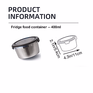 CORAHE Round 316 Stainless Steel Food Storage Container with Lids Airtight Metal Food Containers Stackable Meal Prep Leftover Containers for Freezer Fridge Oven Dishwasher Safe ( Size : 400ml )