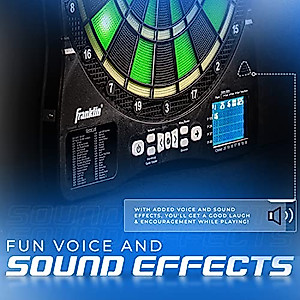 Franklin Sports Light Up Electronic Dart Board Set - LED Soft Tip Electric Dartboard with Digital Scoreboard - Adults + Kids Set - (6) Darts Included, Black/Green, 15"