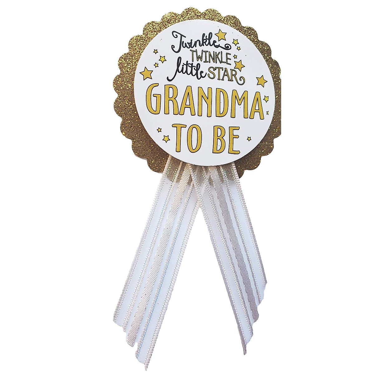 Grandma to Be Pin Twinkle Little Star Baby Shower Pin White & Gold for Nona to wear, It's a Girl, It's a Boy Baby Sprinkle