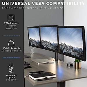 VIVO Triple Monitor Adjustable Desk Mount, Articulating Tri Stand, Holds 3 Screens up to 24 inches, Black, STAND-V003Y