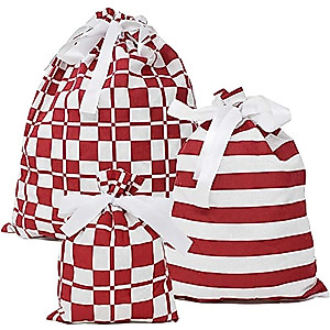 JOYIN 6 PCS Christmas Fabric Gift Bags for Party Favors, Holiday Gift Giving, Goody Bags, Holiday Presents Décor, Giant Gifts Decorations (red)