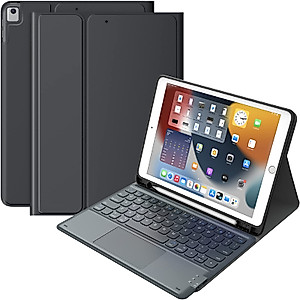 CHESONA for iPad Keyboard 9th Generation 10.2 inch, Detachable Wireless with Trackpad, Pencil Holder, Flip Stand Keyboard Case for iPad 9th/8th/7th Gen 10.2”