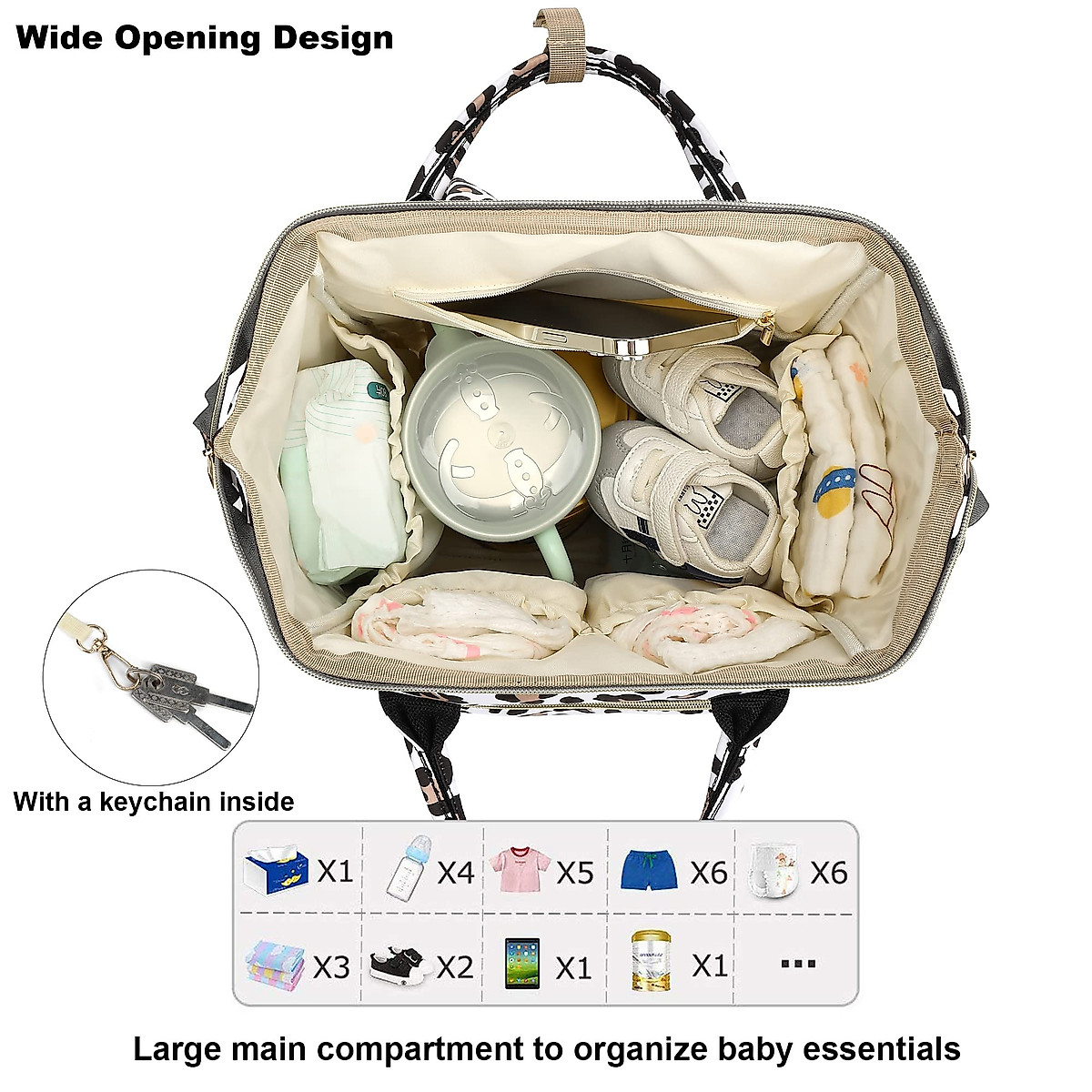 Yusudan Leopard Diaper Bag Backpack for Baby Boys Girls, Waterproof Large Nappy Bags for Mom & Dad