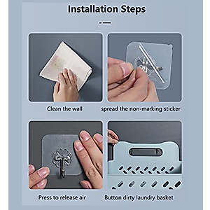 Large-capacity Wall-mounted Laundry Hamper, Household Folding Clothes Storage Laundry Basket, Plastic Dirty Clothes Basket. (White)