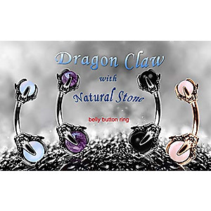 OUFER Claw Belly Button Rings 14G Surgical Steel Navel Piercing Jewelry Dragon Claws Holding Natural Stone Navel Belly Ring