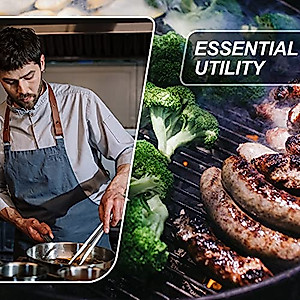 3 Pieces Korean BBQ Tongs Kitchen Stainless Steel Locking Grill Tong Cooking Non Slip Food Metal Tong for Cooking, Serving, Barbecue, Thanksgiving, Halloween, Christmas, 8.7 Inch, 10Inch,11.7Inch