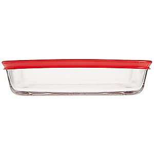 Pyrex 3-Cup Single Rectangular Food Storage Container with Lid, Non-Toxic, BPA-Free Lid, Tempered Non-Pourous Glass, Microwave, Dishwasher, Freezer and Oven Safe, Red