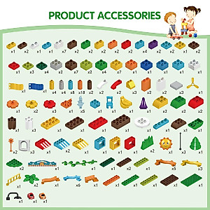 REMOKING Building Blocks Marble Run, Educational Compatible Blocks Models with 4 Cars, Learning Car Track Contruction Toys Set, Great Gifts for Kids 3 Years and up（213Pcs）