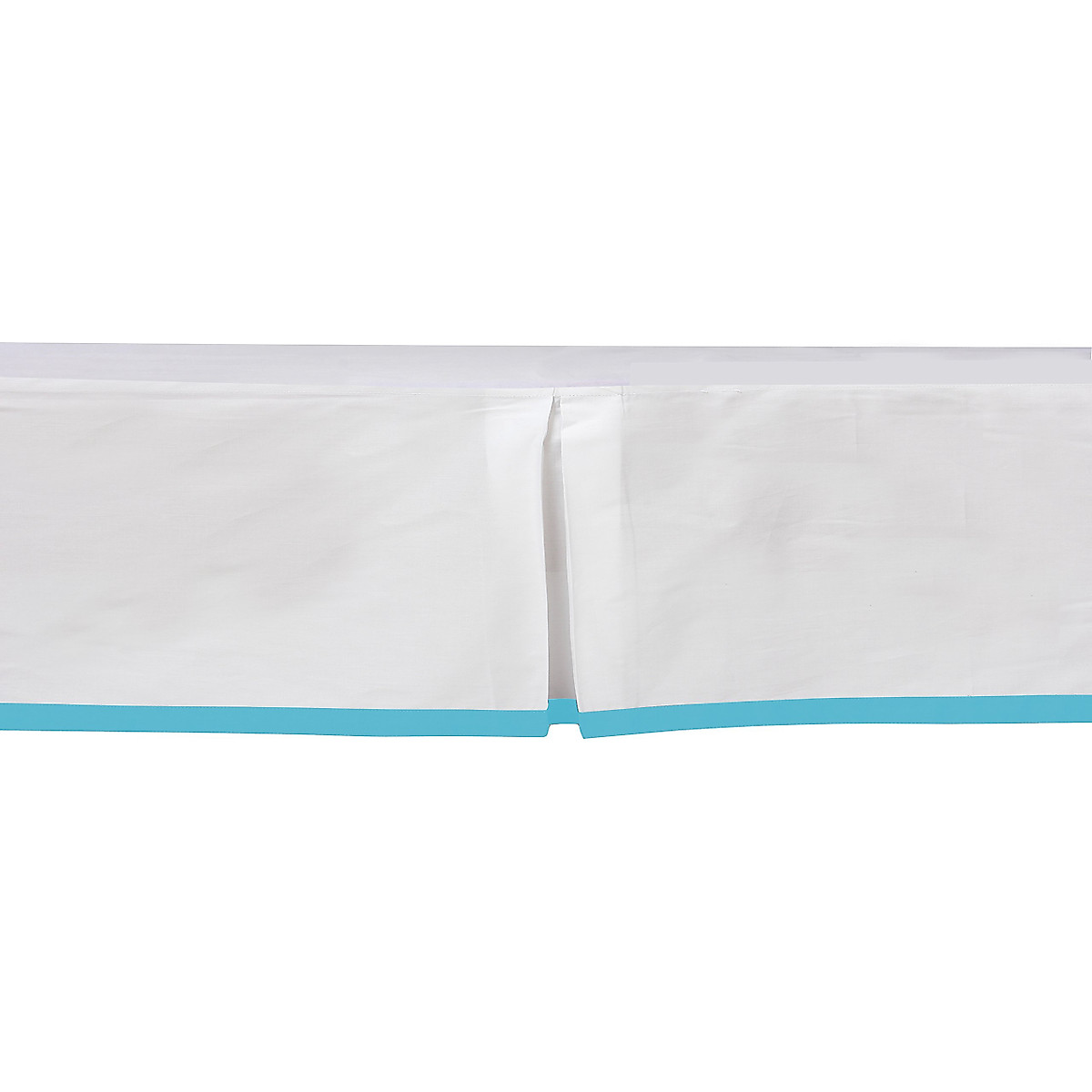 Bacati - Mix N Match White with Band at Bottom Crib Skirt Dust Ruffle (White/Aqua)