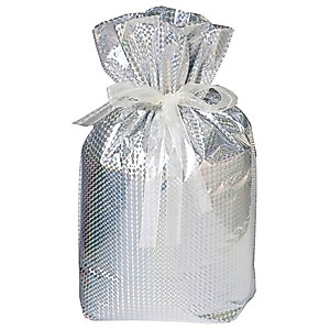 Gift Mate 21174-2 2-Piece Drawstring Gift Bags, Jumbo, Diamond Silver