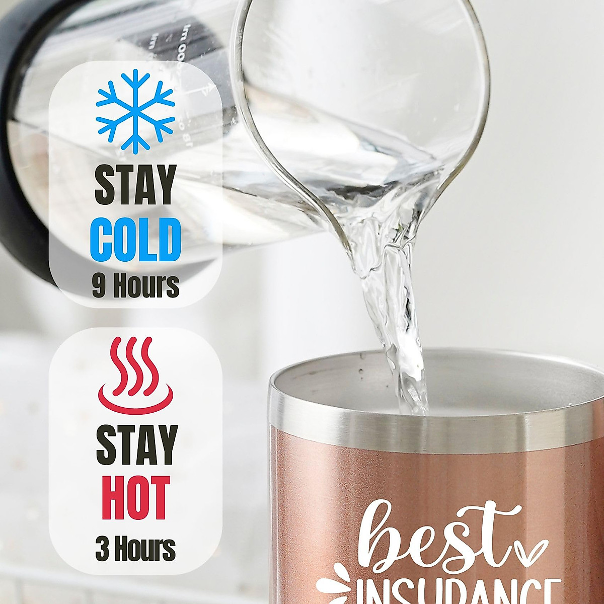 Onebttl Insurance Gifts for Women, Best Insurance Agent Ever, Stainless Steel Tumbler 20oz, Birthday Chiristmas Gifts for Women, Coworker, Boss