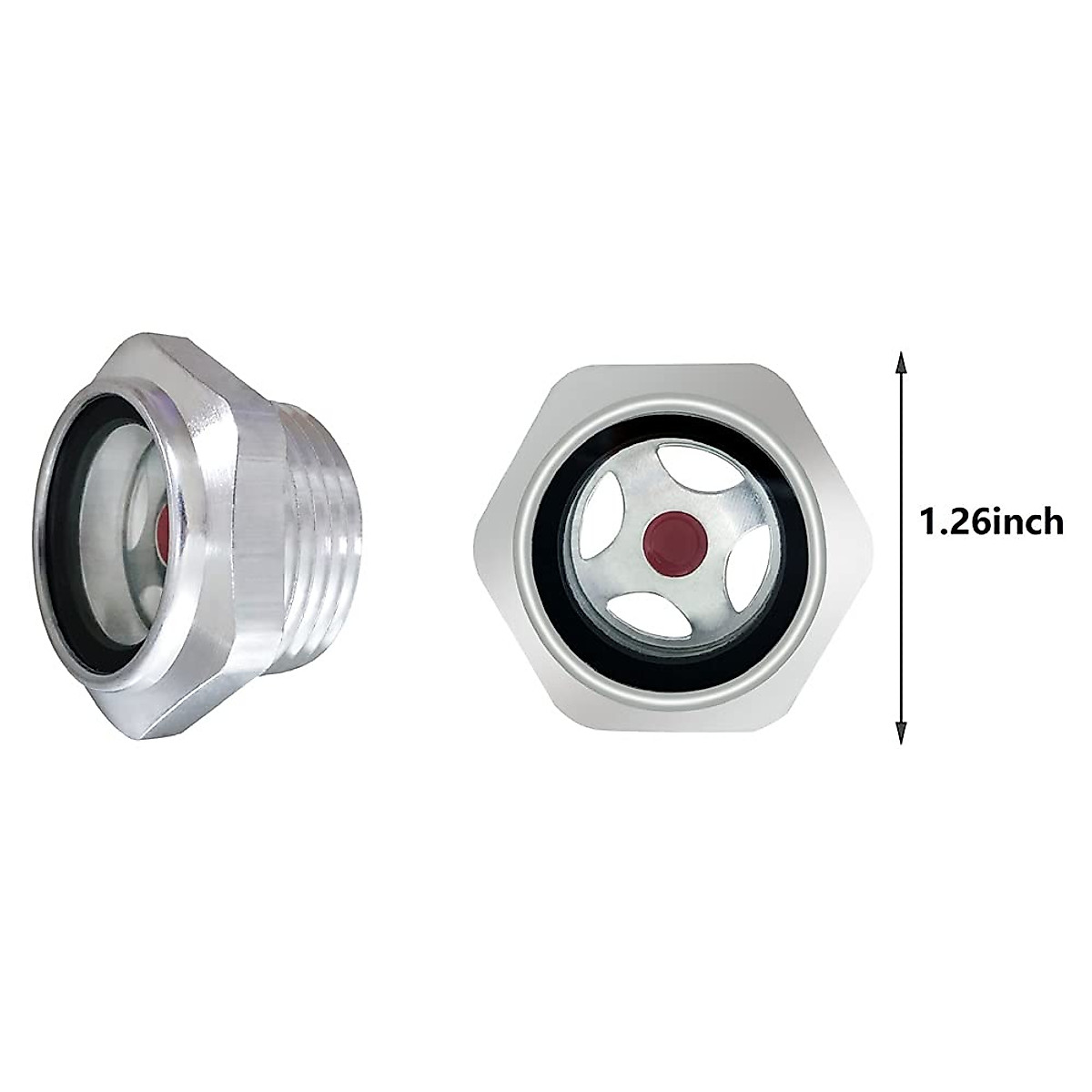 3/4inch NPT Air Compressor Sight Glass Male Thread Aluminum Alloy Hex Oil Sight Glass Window Oil Liquid Level Gauge For Air Compressor Gearbox Pump Tank (3/4''NPT-4pcs)