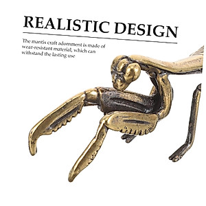 ULDIGI Tabletop Decor Mini Fairy Garden Animal Mini Mantis Model Desk Mantis Statue Novelty Mantis Decoration Ornament Good Luck Figurine Animal Statue Decor Animal Decor Retro Copper