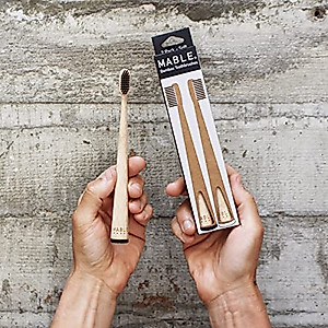 MABLE Bamboo Toothbrush Two Pack, Soft Bristle (Charcoal Infused Soft Bristle)