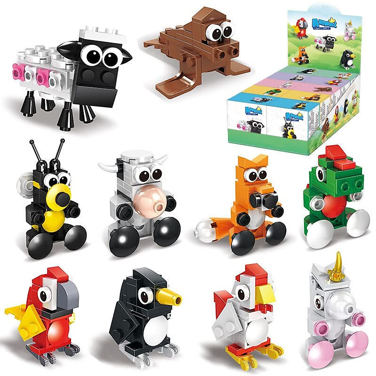 Building Blocks Animals 10 in 1 STEM Building Bricks,Zoo Animal Baby Toys Uang Coccinella Septempunctata Model Set Building Blocks Insect Specimen Creativity Bricks Children