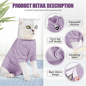 Cat Recovery Suits, Onesie for Cat Pet Wound Care After Surgery,The E-Collar Alternative for Post-Operative Care Bandages Post-Surgery Wear (Light Purple, S)
