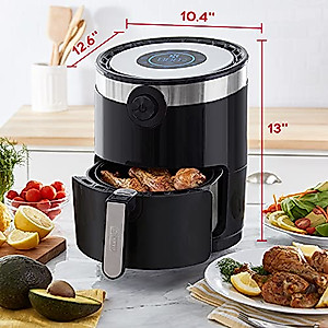Dash DMAF360GBBK02 Aircrisp® Pro Digital Air Fryer + Oven Cooker with Digital Display + 8 Presets, Temperature Control, Non Stick Fry Basket, Recipe Guide + Auto Shut Off Feature, 3qt, Black