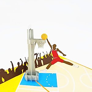 Basketball 3D Pop Up Cards, Basketball Happy Birthday Card, Thank You Cards, Farewell Card, Congratulations Card, Graduation Card, Anniversary Card, For husband, boyfriend, son, daughter | Pop Card