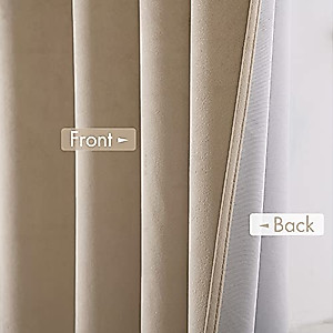 MIULEE 100% Blackout Velvet Curtains 96 Inches Long 2 Panels, Beige Black Out Window Drapes for Bedroom Living Room Back Tab Rod Pocket Full Room Darkening Thermal Insulated Noise Reducing Curtains