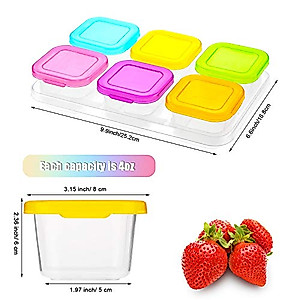 24 Pieces Baby Food Storage Freezer Containers, 4 oz Plastic Baby Food Jars with Leakproof Lids, Small Baby Blocks Snack Containers and White Sticker Label for Infant Babies