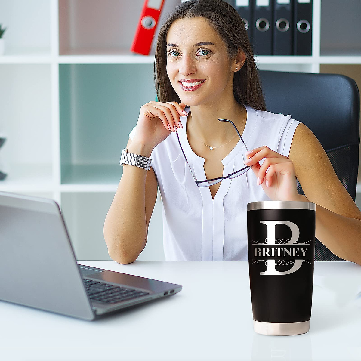 Yongqiang Personalized Tumbler with Engraved Name - 12 Designs, 20oz Tumbler w/Lid, Double Wall Insulated Travel Coffee Tumbler, Personalized Gifts for Women Men, Birthday Gifts from daughter, Son