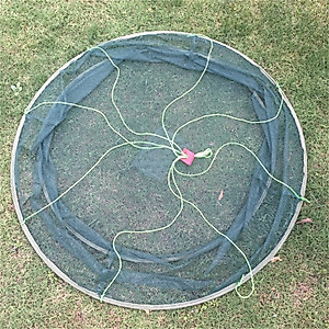 Foldable Fishing Net Hand Net - Crab Net Fish Net with Fishing Rope for Fishes, Shrimps, Crabs